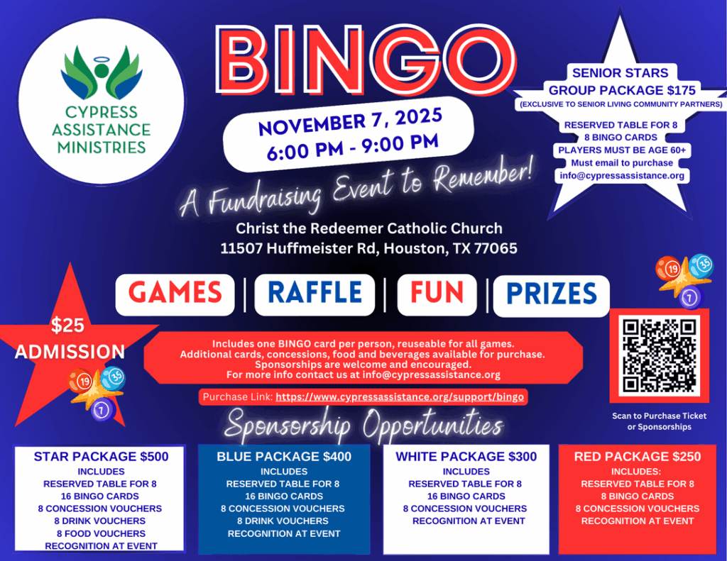 CAM Bingo Fundraiser – Cypress Assistance Ministries